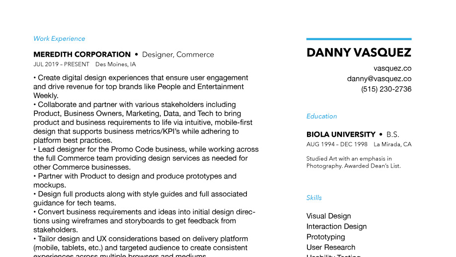 Danny Vasquez - Resume