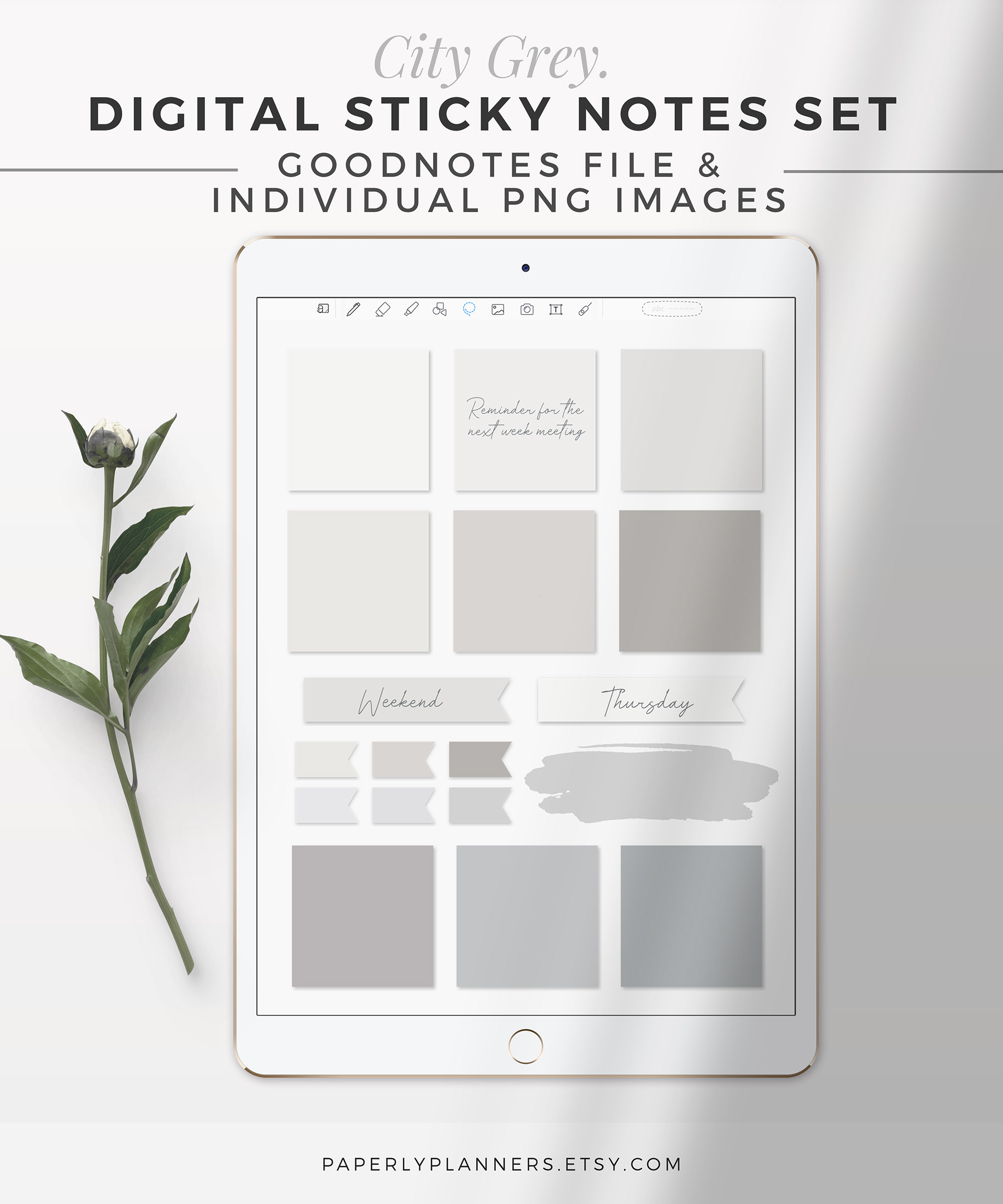 Paperly Planners - Beautiful, Productive. - CITY GREY Digital Sticky Notes