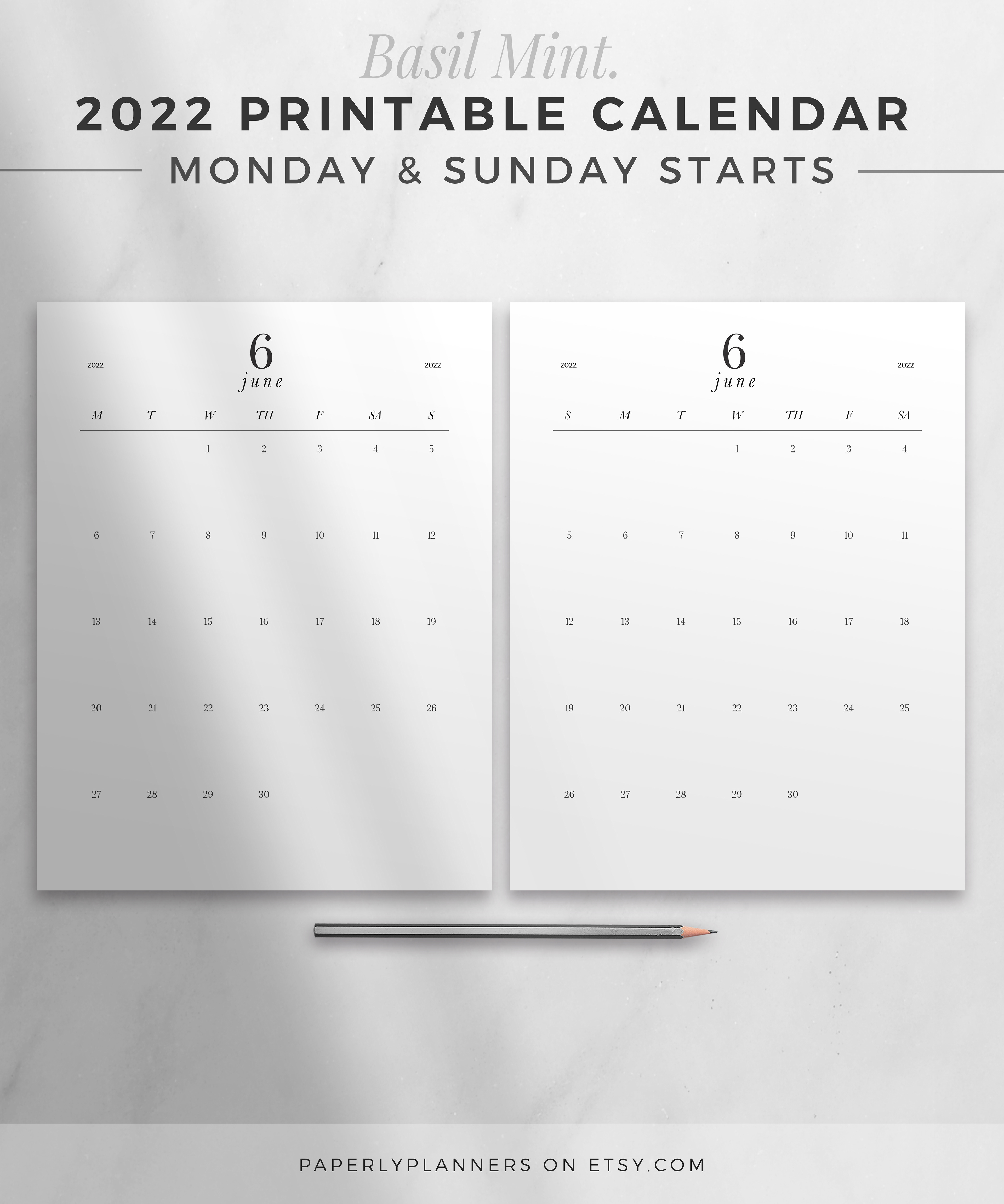 Paperly Planners - Beautiful, Productive. - 2022 BASIL MINT Calendar