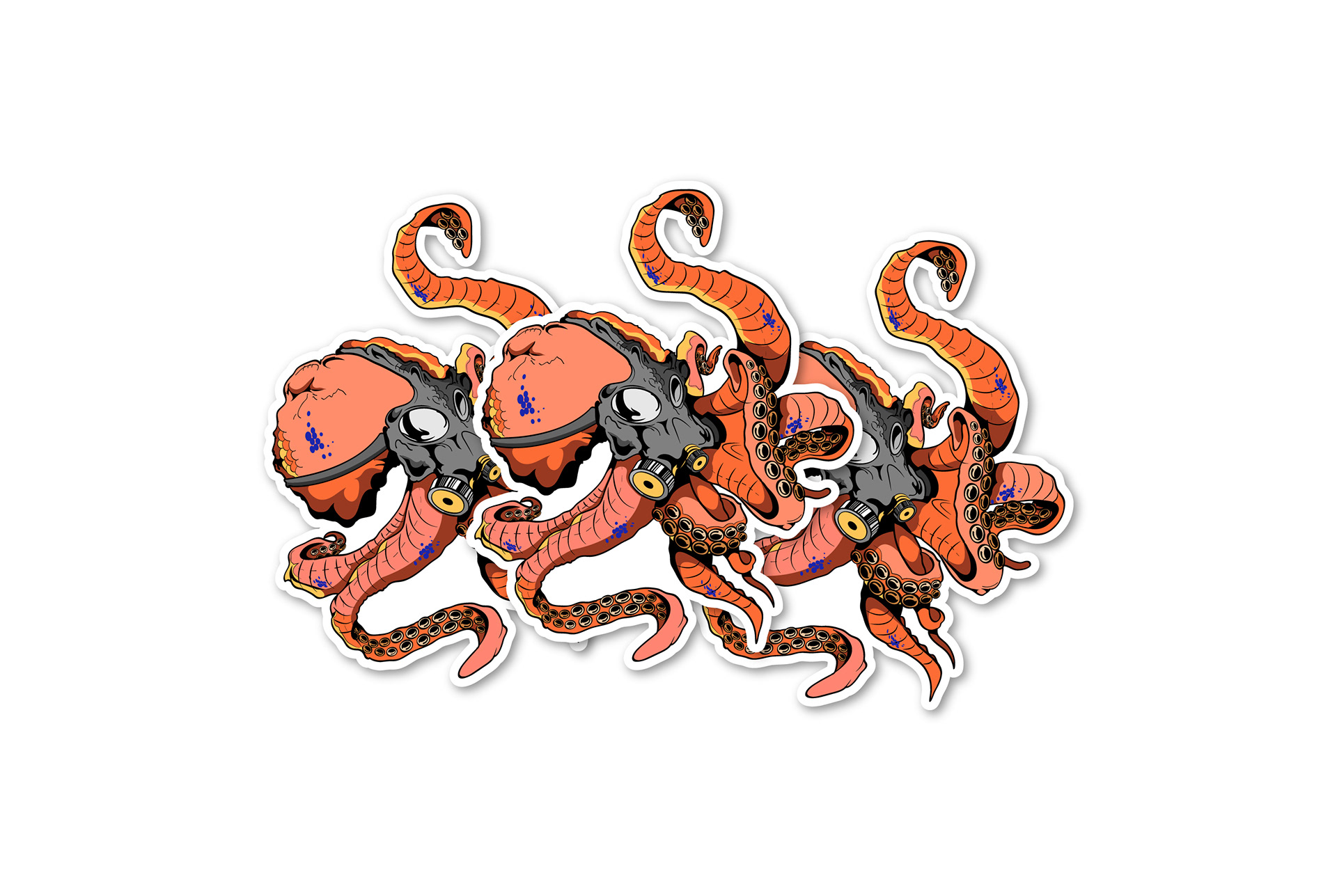 3RDi Graphics - Octopus with gas mask Illustration