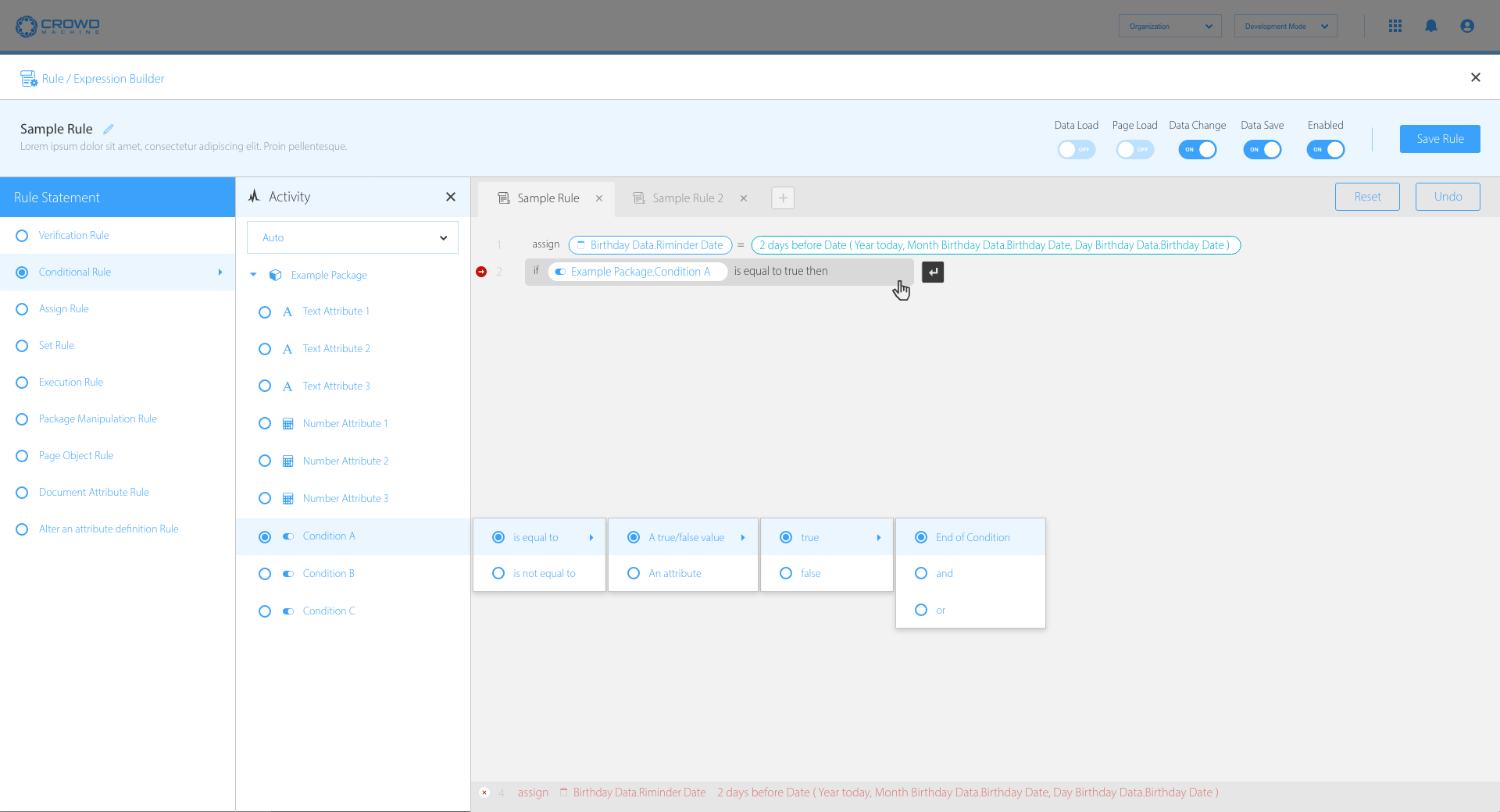 Young Kim - Snr UI/UX Product Designer - Rule Builder - UI/UX Design