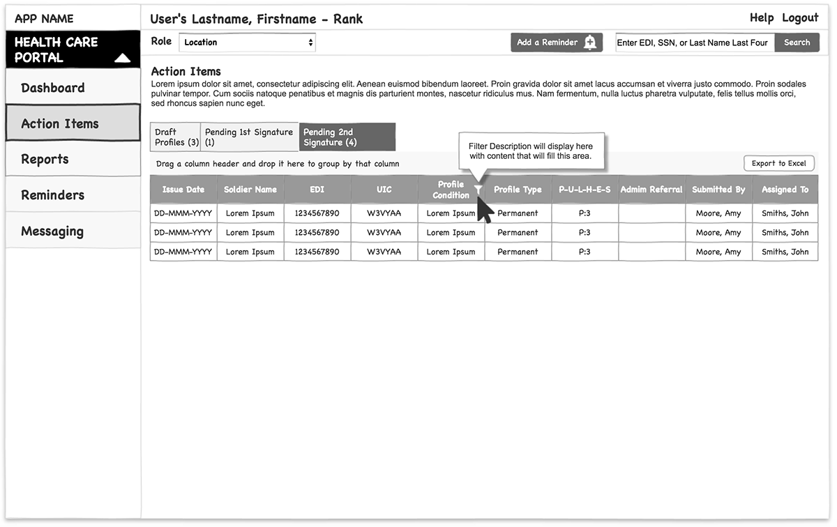 Daniel Chan - ARMY MODS - MEDPROS - Wireframes (Low Fi)