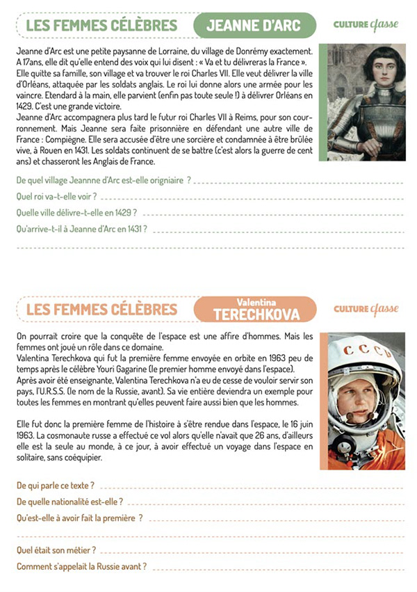 Culture Classe - Les femmes célèbres