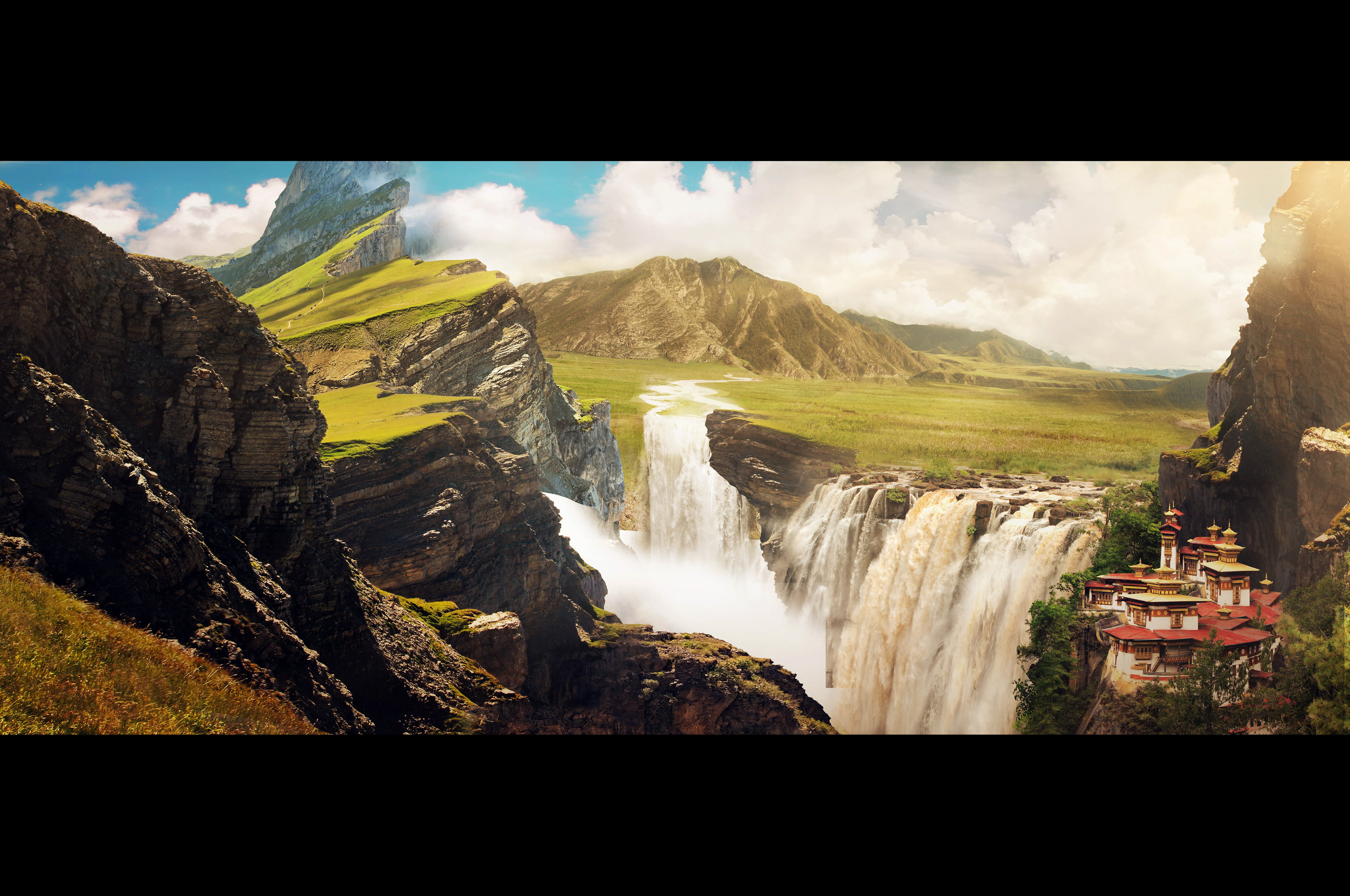 Andrew Kaczynski - Temple Waterfall - Matte Painting
