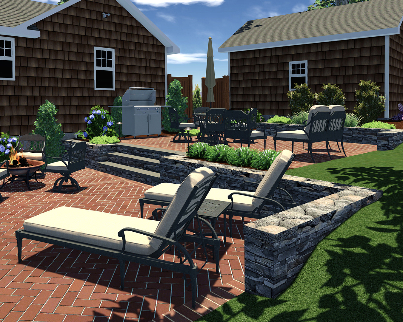 That Landscape Studio - Brick & Natural Stone Patio