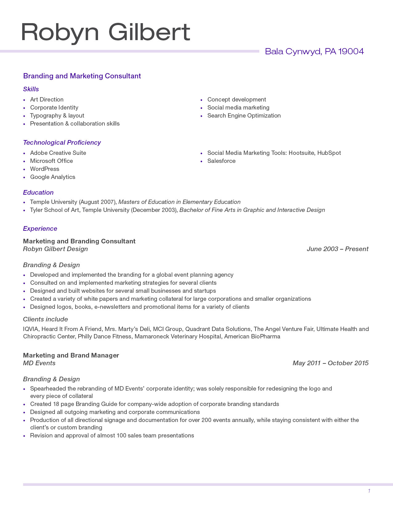 Robyn Gilbert - Resume